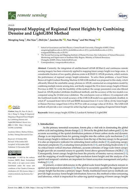 Pdf Improved Mapping Of Regional Forest Heights By Combining Denoise