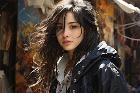 Premium Ai Image Young Girl With Cute Hair In The Style Of Realistic