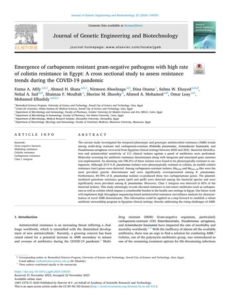 Pdf Emergence Of Carbapenem Resistant Gram Negative Pathogens With High Rate Of Colistin