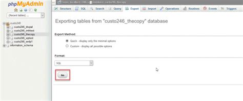 how to export a database using phpmyadmin inmotion hosting