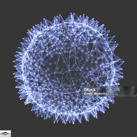 선과 점 들으로 연결 된 범위 빛나는 그리드 연결 구조입니다 와이어 프레임 벡터 일러스트입니다 0명에 대한 스톡 벡터 아트 및