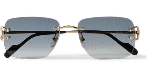 Cartier Frameless Gold Tone And Acetate Sunglasses In Blue For Men Lyst