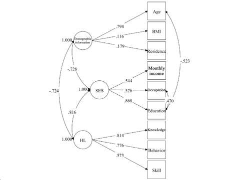 final measurement model of the observed variables three latent