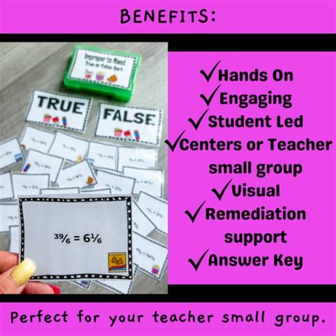 Convert Improper Fractions To Mixed Numbers Center True Or False Hands On Math