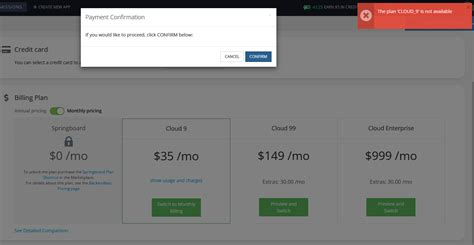 cannot edit billing plan billing backendless support