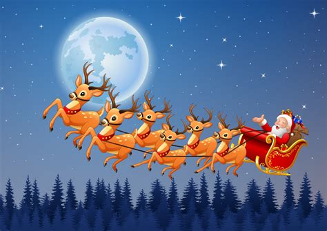 Fondo De Navidad Con Santa Claus Montando Su Trineo De Renos 12190073