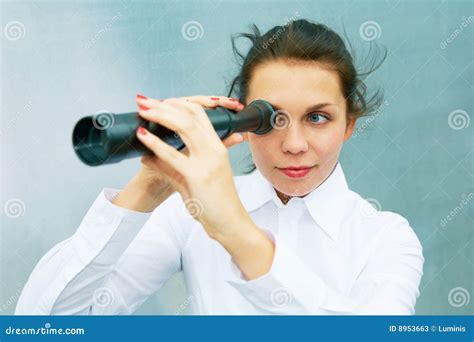 Young Woman With Telescope Stock Image Image Of Outdoors 8953663