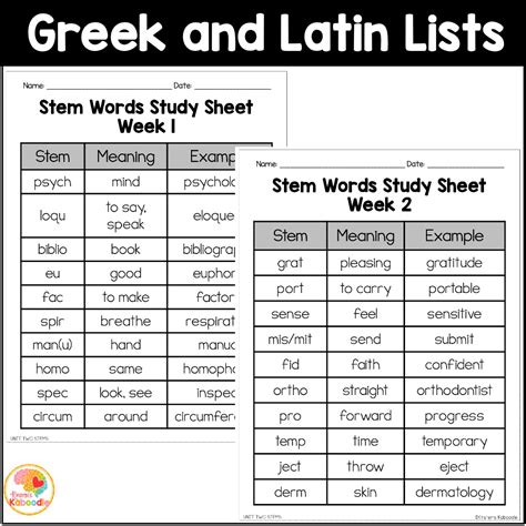 Latin And Greek Root Word Activities Lists Quizzes And Tests Worksheets Library