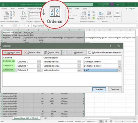 Ordenar datos en Excel de forma ascendente varios criterios fórmula etc