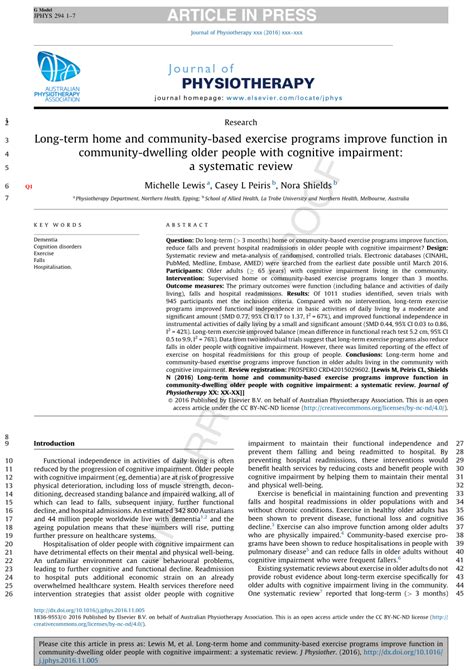 Pdf Long Term Home And Community Based Exercise Programs Improve Function In Community