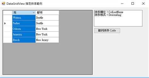 楓花雪岳 C DataGridView 指定欄位進行排序