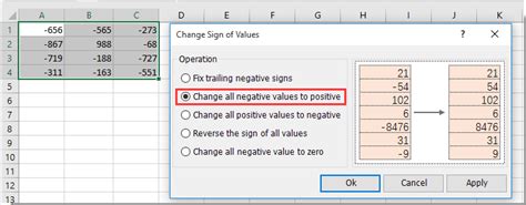 Quickly Change Sign Of Numbers In Excel