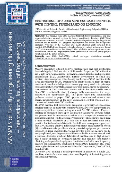 Pdf Configuring Of 3 Axis Mini Cnc Machine Tool With Control System Based On Linuxcnc