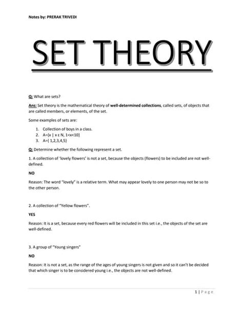 set theory pdf