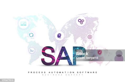 Sap 비즈니스 프로세스 자동화 소프트웨어 Erp 엔터프라이즈 리소스 계획 시스템 개념 배너 템플릿 기술 미래 공상 과학 개념