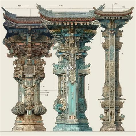 中式建筑设计，柱
