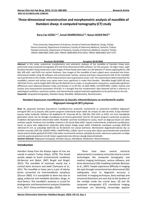 Pdf Three Dimensional Reconstruction And Morphometric Analysis Of