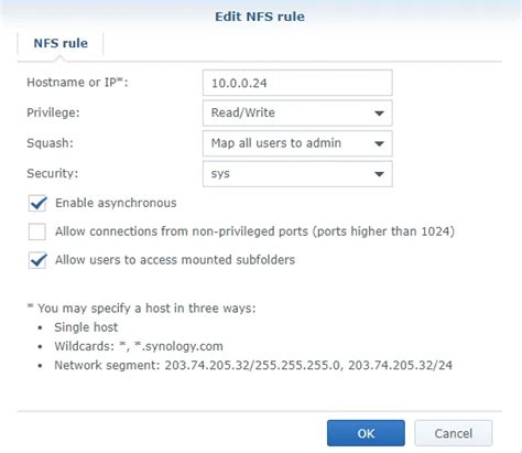 Nfs Permissions In Mounted Nas Folder Rsynology