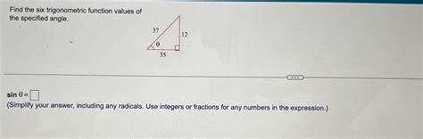Solved Find The Six Trigonometric Function Values Of The