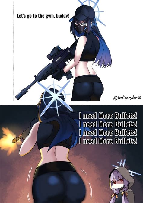 Saori Needs More Bullets Atsuko Stares Art Anothercolor01 Rbluearchive