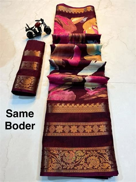 Surat Silk Premium Quality Hit Flower Special Original Saree Only Same Boder Festive Wear