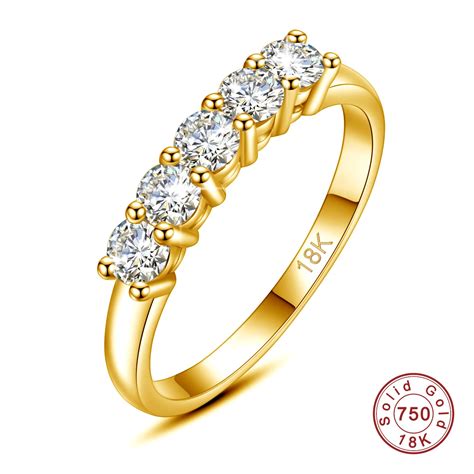 Met Certficate Originele Solid 18k Goud Moissanite Ring Voor Vrouwen 5