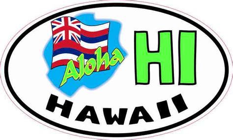 5in X 3in Oval Aloha Hawaii Flag Sticker