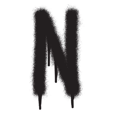Graffiti Font Alphabet N With Black Spray Paint Vector Illustration