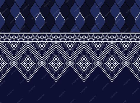 Premium Vector Geometric Ethnic Texture Embroidery With Dark Blue