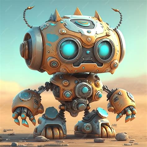 Premium Photo Generative Ai Cute White Smiling Robotic Teen Mini Unit Robot Toy Gesturing Cute