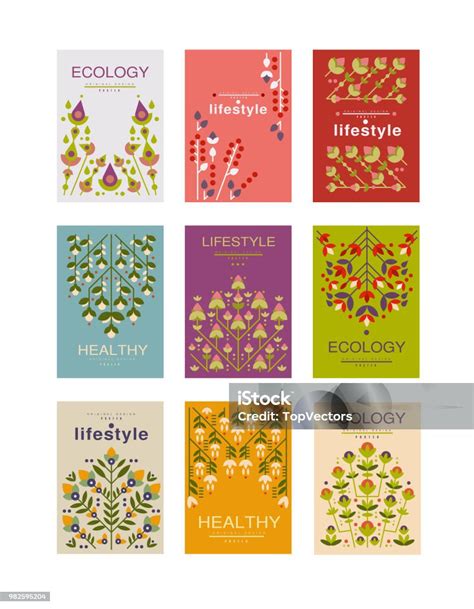 생태 라이프 스타일 카드 설정 포스터 배너 전단지 초대장 브로셔 벡터 일러스트 레이 션에 대 한 생태 서식 파일 개념에 대한 스톡 벡터 아트 및 기타 이미지 Istock