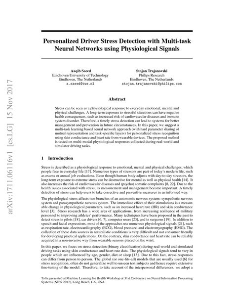 Personalized Driver Stress Detection With Multi Task Neural Networks Using Physiological Signals