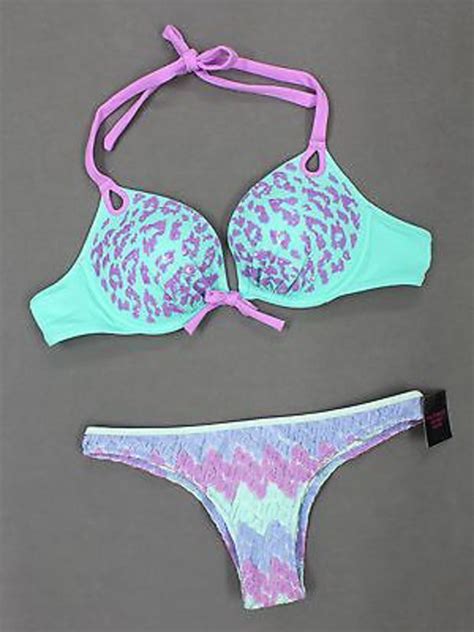Victorias Secret Bikini Sequin Crochet Ruched Itsy Gorgeous Swim Push
