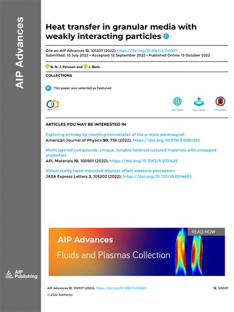 Pdf Heat Transfer In Granular Media With Weakly Interacting Particles