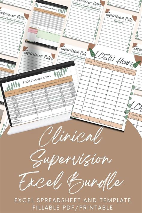 Digital Lcsw Clinical Supervision Excel Pdf Bundle Supervision Notes Supervision Hour Tracker
