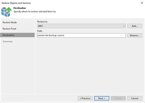 Step 8 Specify Destination For Object Restore User Guide For Microsoft Hyper V