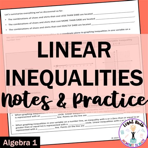 Systems Of Linear Equations And Inequalities Notes And Practice Worksheets Unit Bundle Light Systems Of Linear Equations And Inequalities Notes And Practice Worksheets Unit Bundle Light