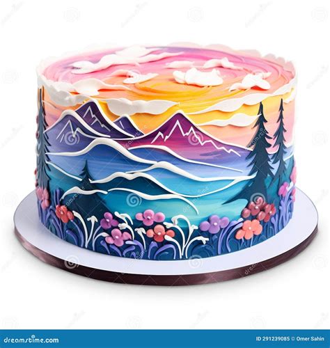 Nature Inspired Cake With Intricate Floral And Natural Designs Stock