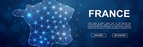 프랑스 3d 낮은 폴리 헤드 프로모션 배너 프랑스 지도 디자인 그림 개념입니다 수평 다각형 국가 지도 포스터 그림 3차원 형태에 대한 스톡 벡터 아트 및 기타 이미지