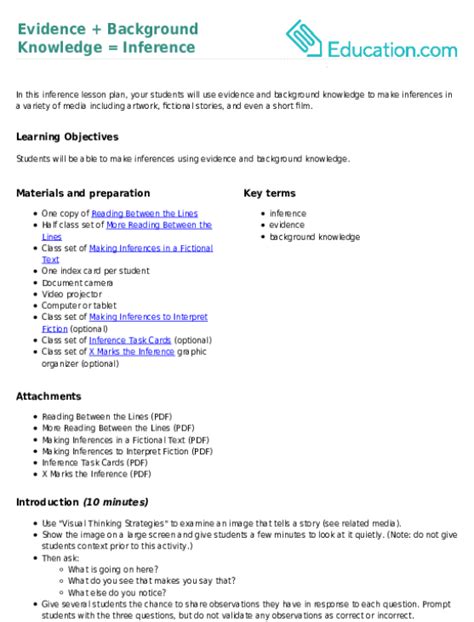 3rd 5th Grade Inference Lesson Plans