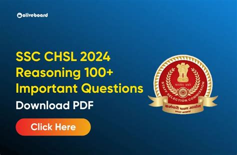 Ssc Chsl 2024 Reasoning 100 Important Questions With Pdf