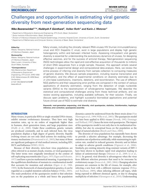 Pdf Challenges And Opportunities In Estimating Viral Genetic