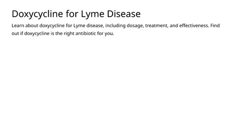 Doxycycline For Lyme Disease Meds Is