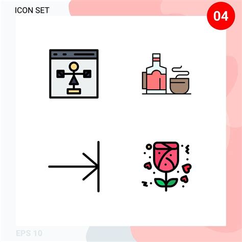 4 User Interface Filledline Flat Color Pack Of Modern Signs And Symbols Of Coding Arrow