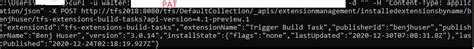 problem in using curl and rest api of tfs to install extension stack