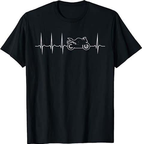 Motorrad Herzschlag Biker Ekg Linie Frequenz Motorradfahrer T Shirt