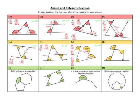 Angles And Polygons Revision Practice Grid Pdf