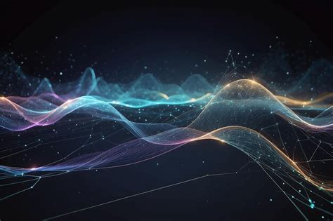 Premium Photo Digital Data Of Particle Wave And Network Connection
