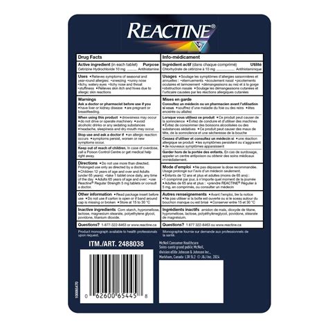 Reactine Extra Strength 190 Tablets 24‑hour Allergy Relief Canavitam