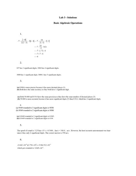 SOLUTION Lab Basic Algebraic Operations Solutions Studypool